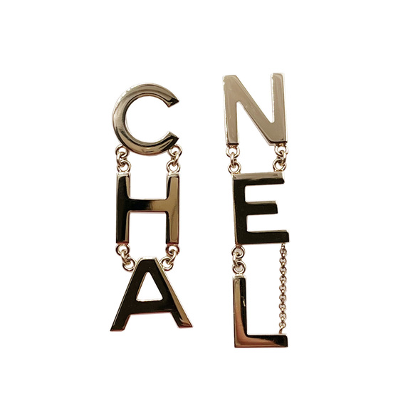 CHANEL | Jewelry | Chanel Light Gold Letter Long Piercing Earrings ...